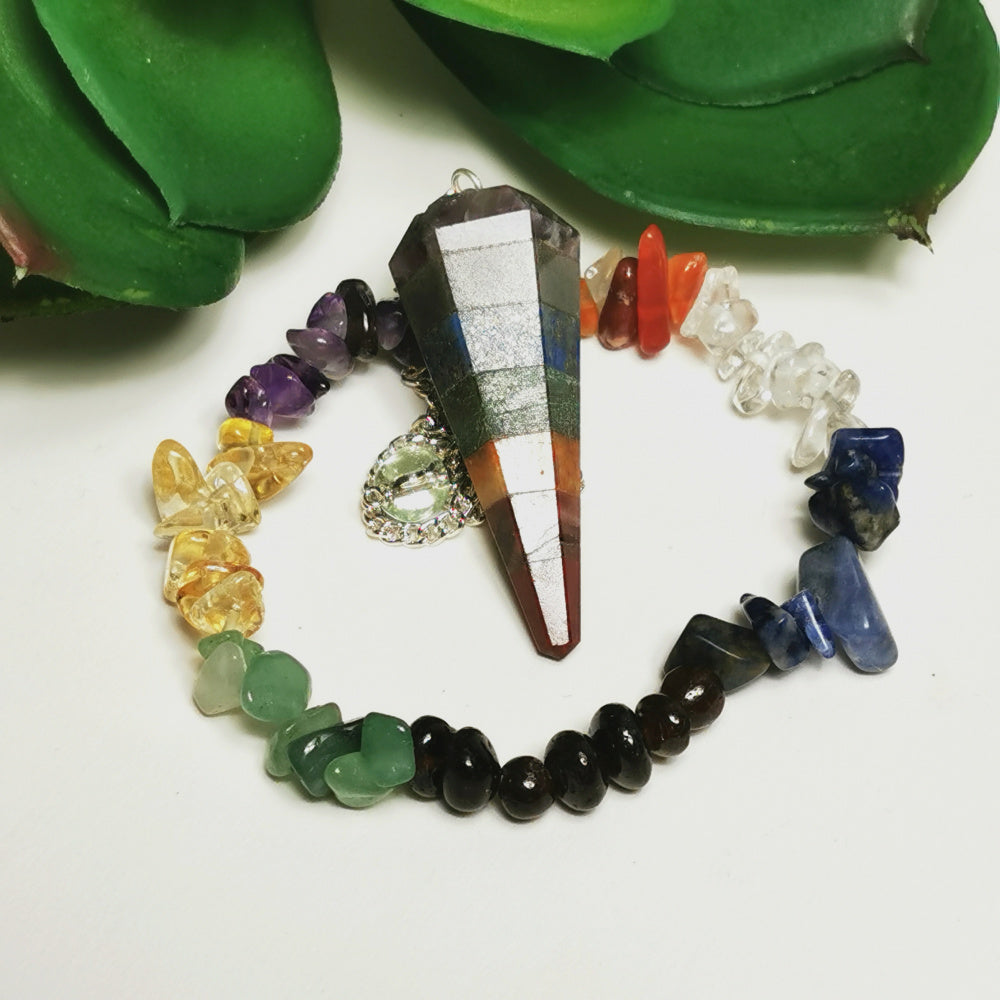 Pendel chakra og armbånd sett | Chakra Sett 2 — Spirudesign.no
